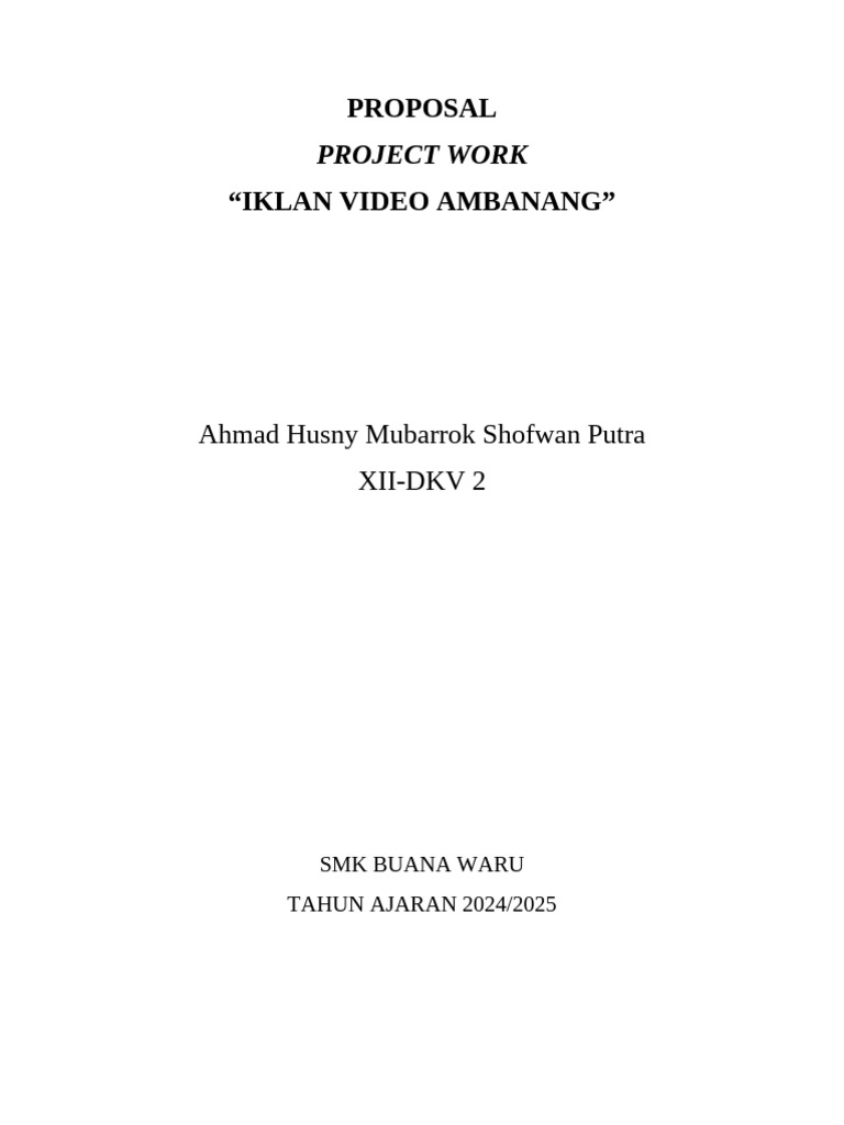 Proposal Iklan Video SMK Buana Waru | PDF