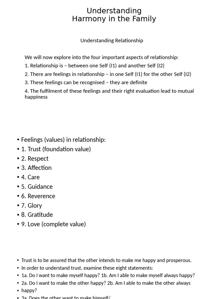 Understanding Harmony in the Family | PDF | Feeling | Love