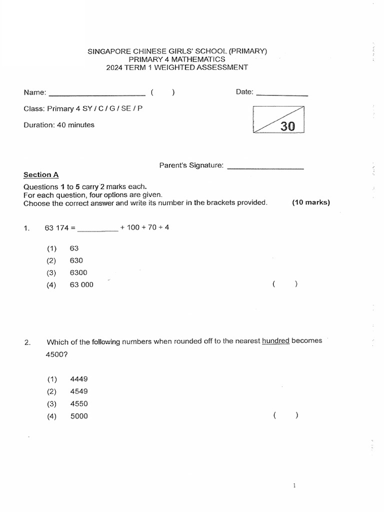 Primary 4 Math Assessment Guide | PDF