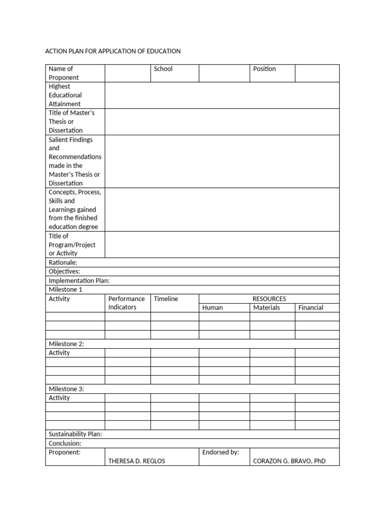 Education Application Action Plan | PDF