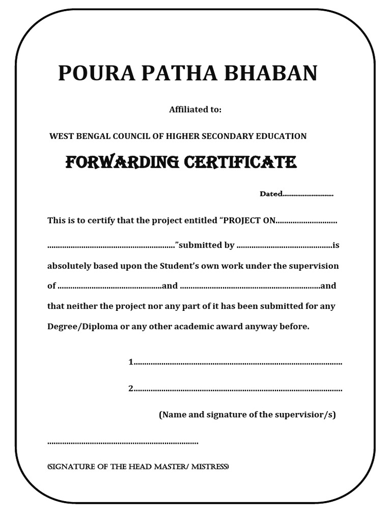 Forwarding Certificate | PDF