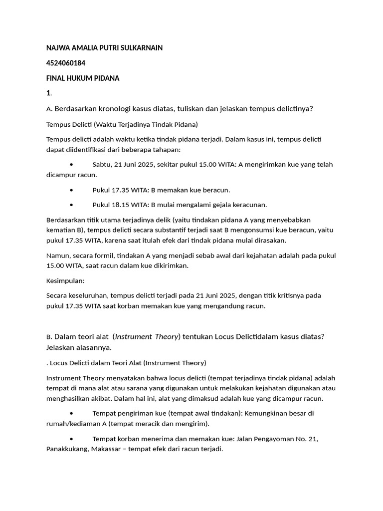 Analisis Tempus dan Locus Delicti Hukum Pidana | PDF