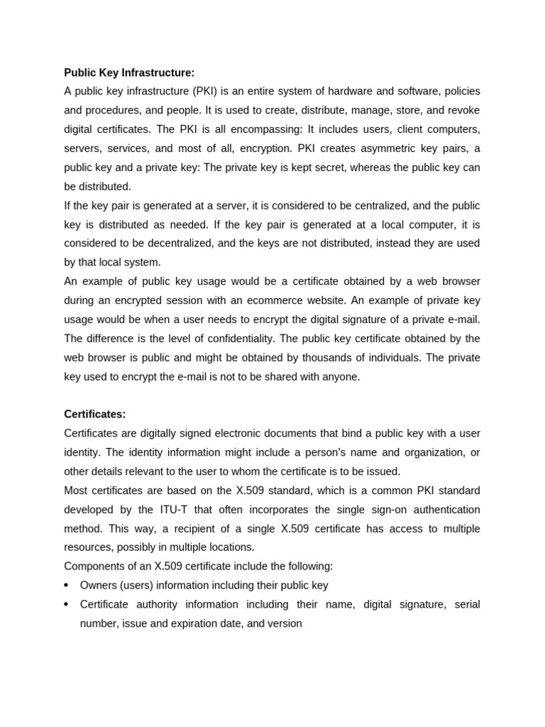 Public Key Infrastructure | PDF | Public Key Cryptography | Public Key ...
