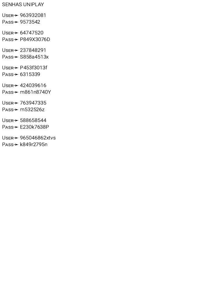 Uniplay Senhas | PDF