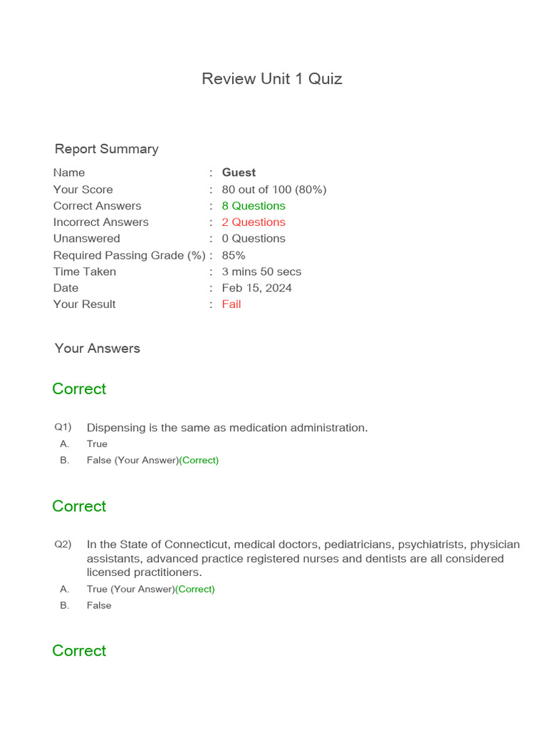 Med Cert Quiz 1 | PDF | Pharmacy | Public Services