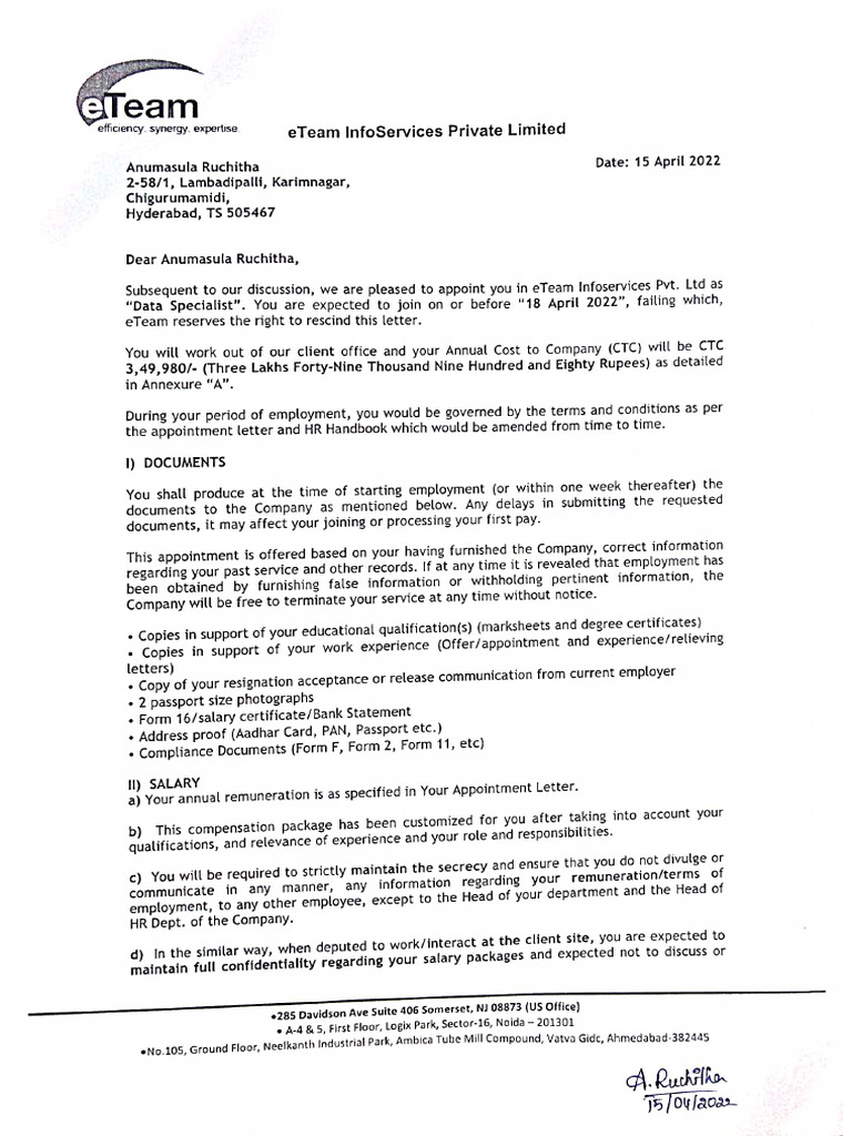 Offer Letter | PDF
