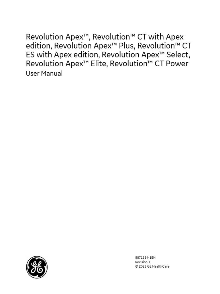 Revolution Apex CT User Manual Guide | PDF | Ct Scan