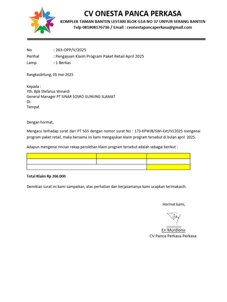 Gabung Surat Klaim Program April | PDF