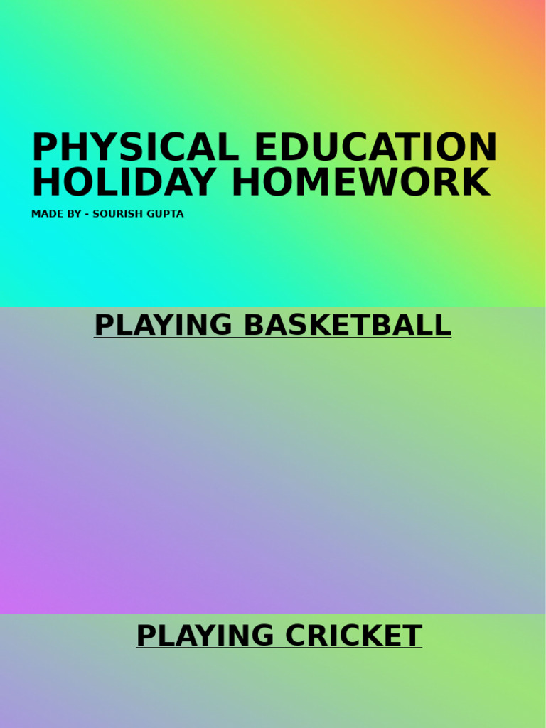Physical Education Holiday Homework | PDF