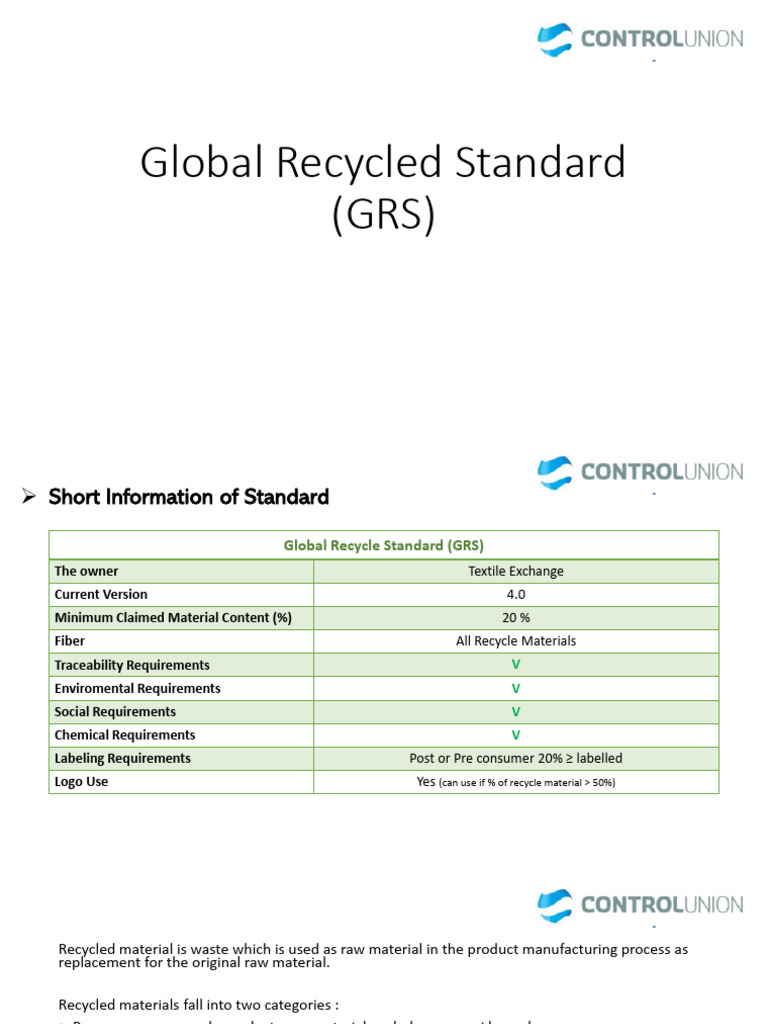 Global Recycled Standard Overview | PDF | Recycling | Invoice