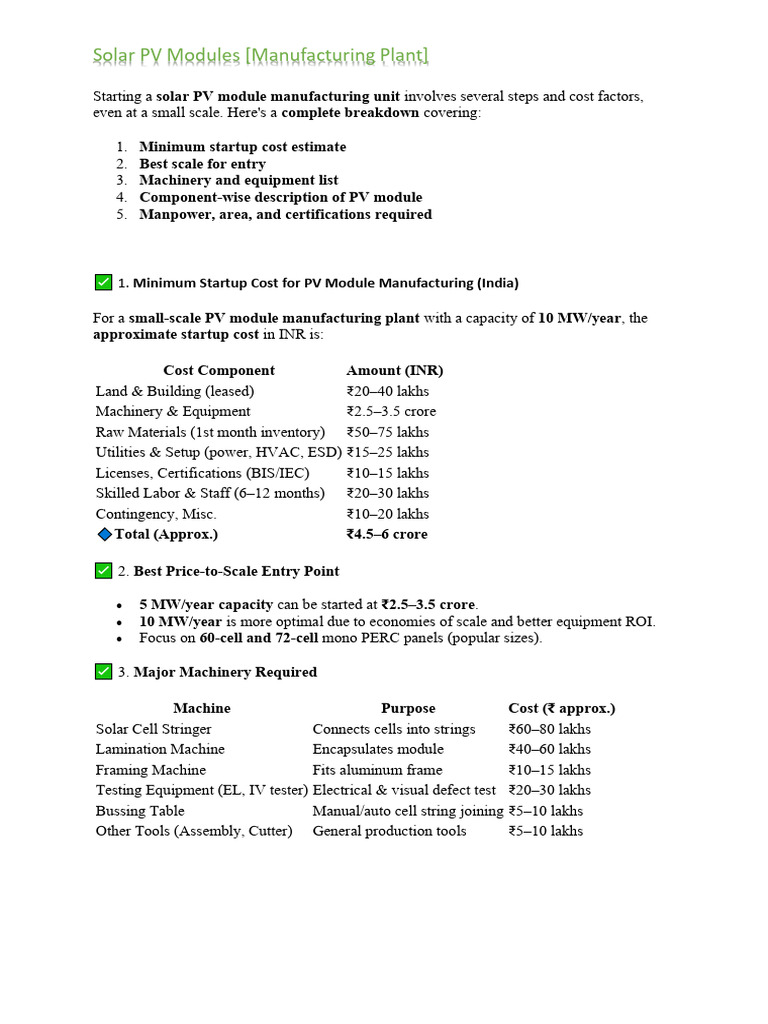 Starting A Solar PV Module Manufacturing Unit Involves Several Steps ...