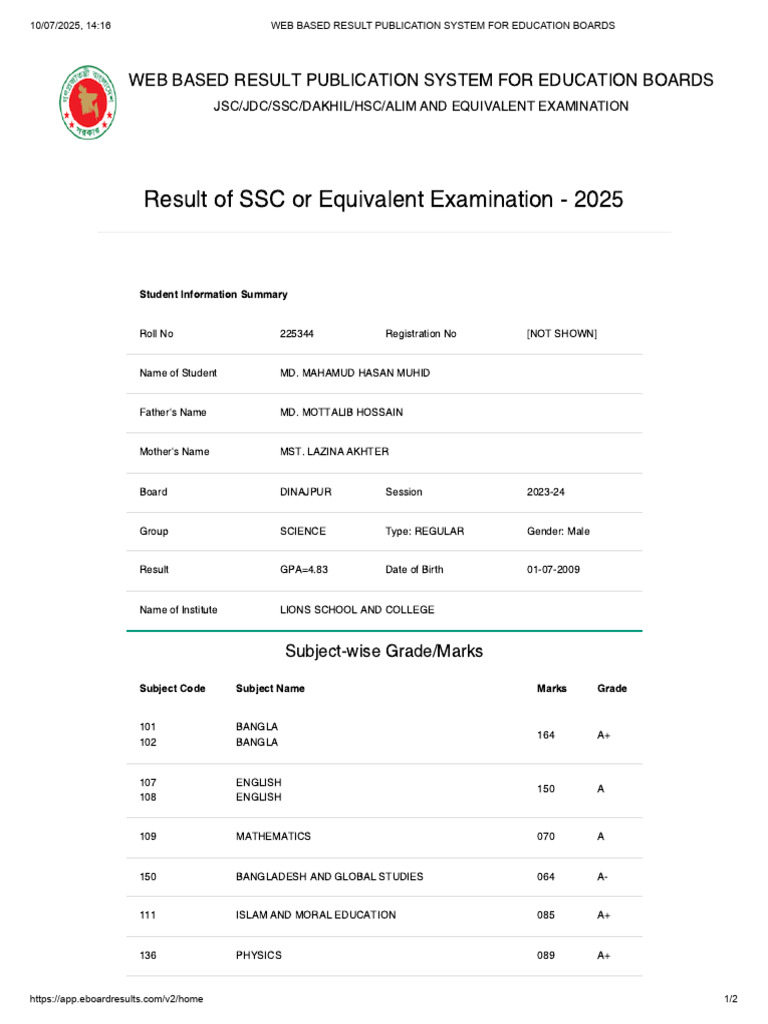 Web Based Result Publication System For Education Boards-Muhid | PDF | Bangladesh | Secondary ...