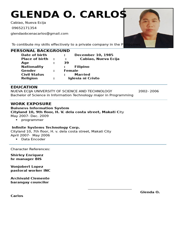 Glenda Carlos Resume | PDF
