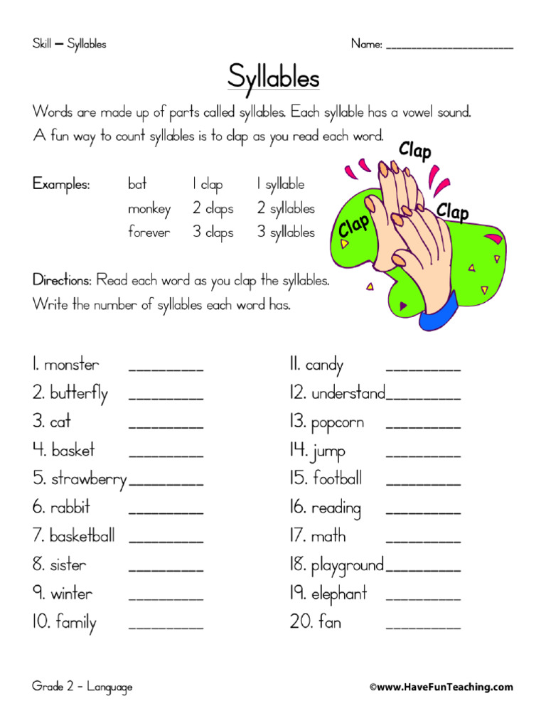 Syllables Worksheet | PDF