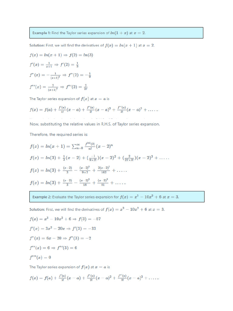 Taylor Series Examples | PDF