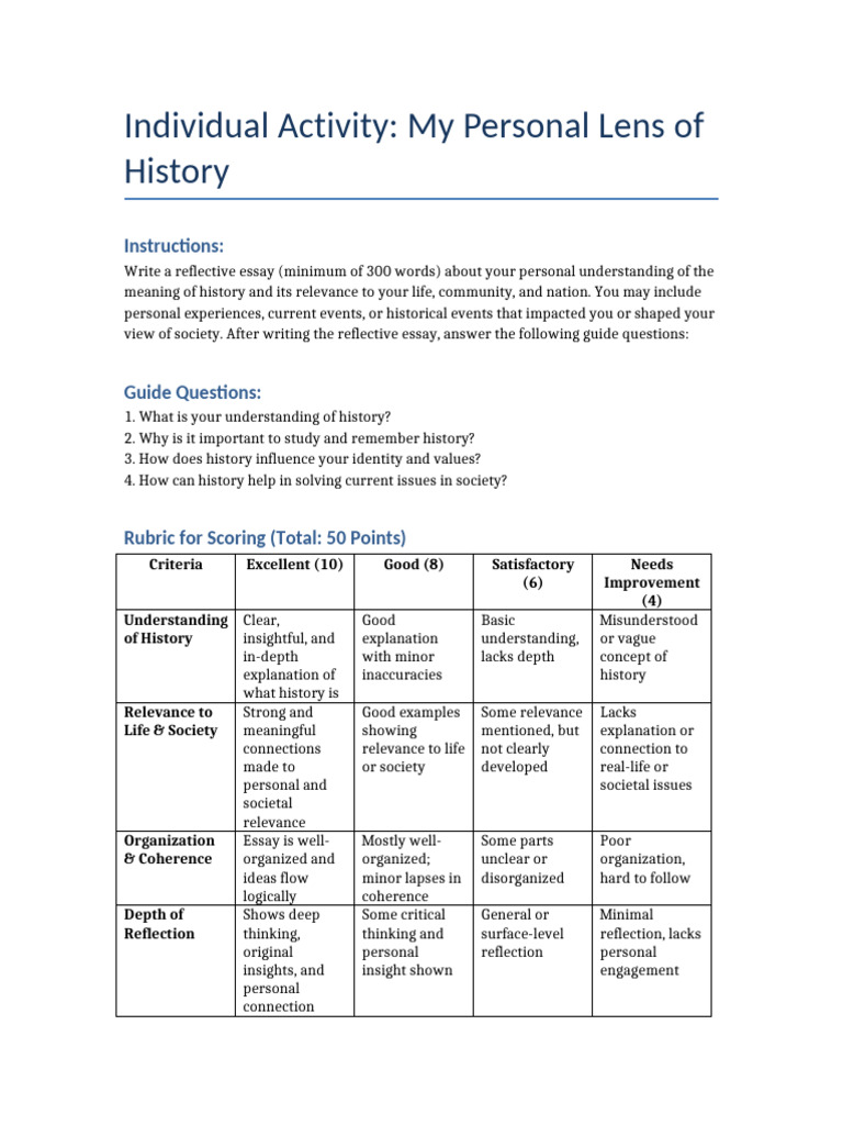 Individual Activity Philippine History | PDF | Cognition | Cognitive ...