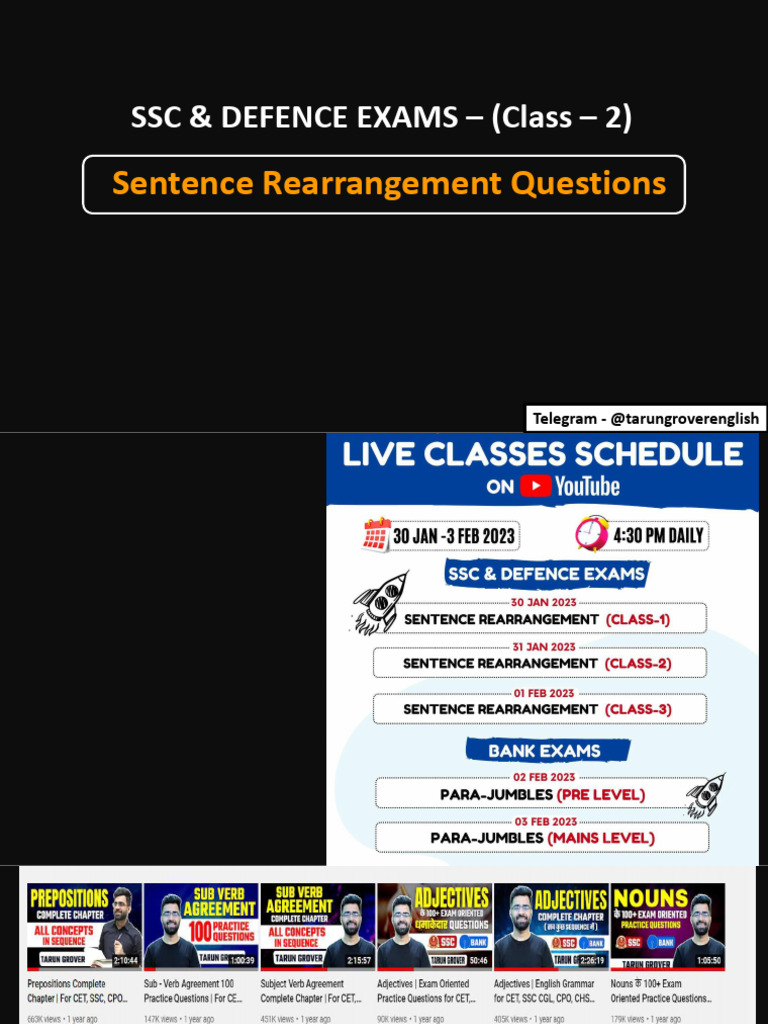 Sentence Rearrangement Class - 2 (SSC & DEFENCE) | PDF | Biogeography ...