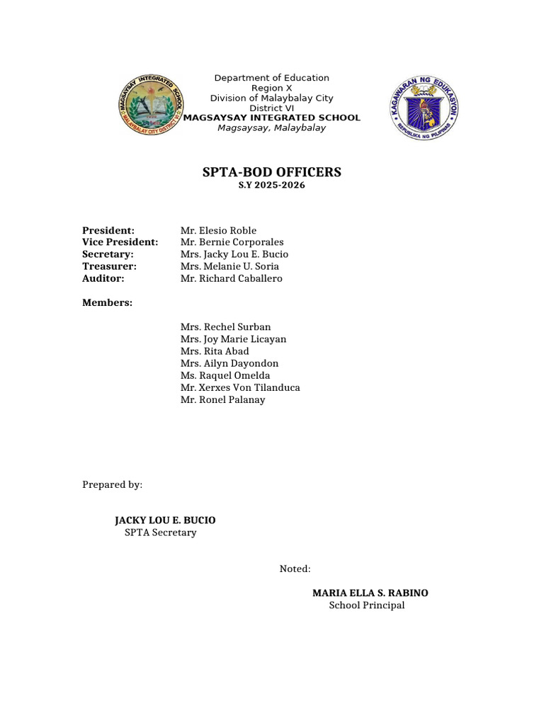 SPTA BOD Invitation Binisaya | PDF