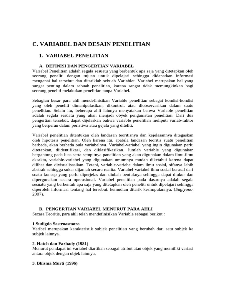 Definisi dan Manfaat Variabel Penelitian | PDF