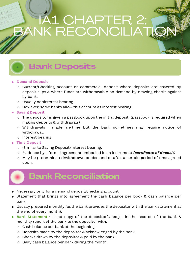 IA1 Chapter 2 Bank Reconciliation | PDF | Banks | Deposit Account