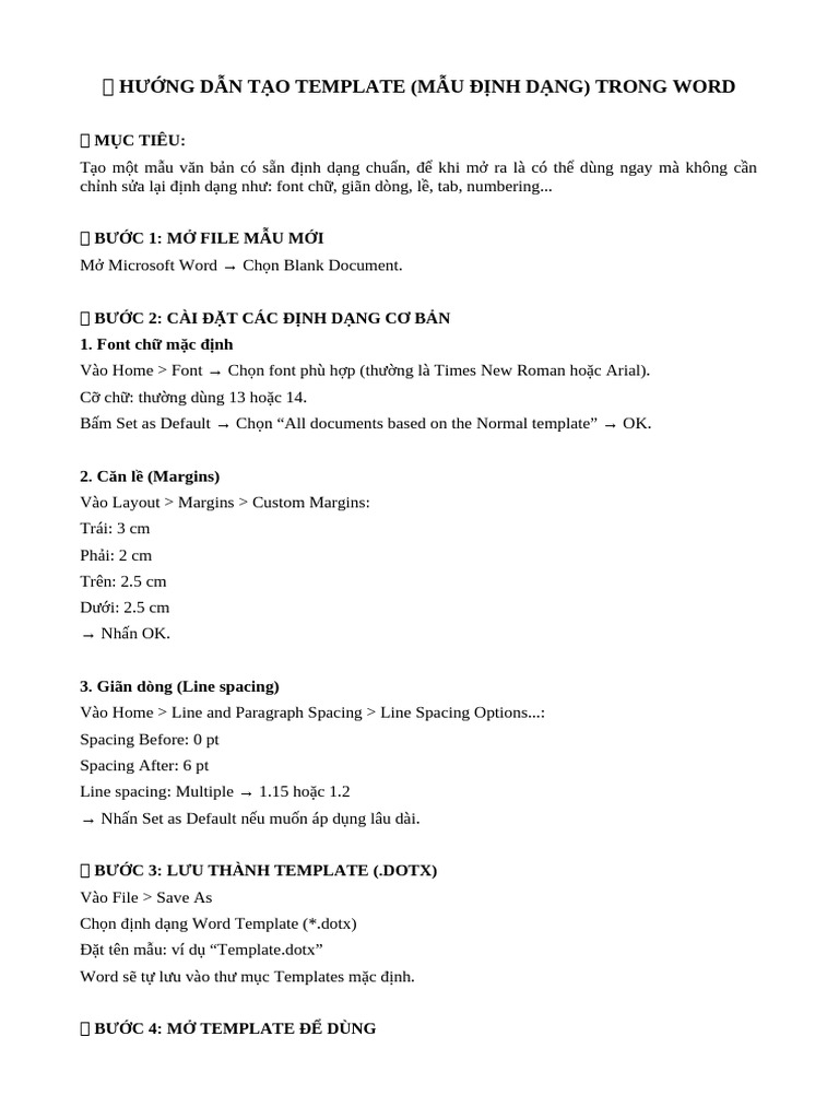 Bai 2 - Huong Dan Tao Template - Microsoft Word | PDF