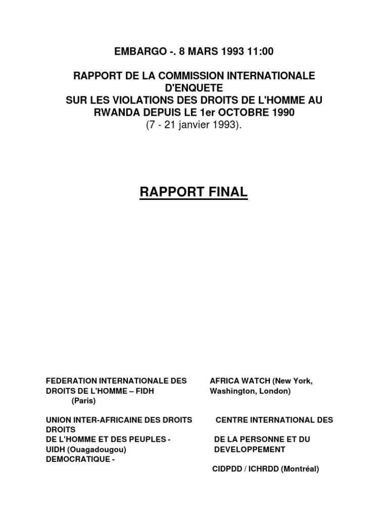 Rapport FIDH Mars 1993 | PDF | Sciences sociales | Politique