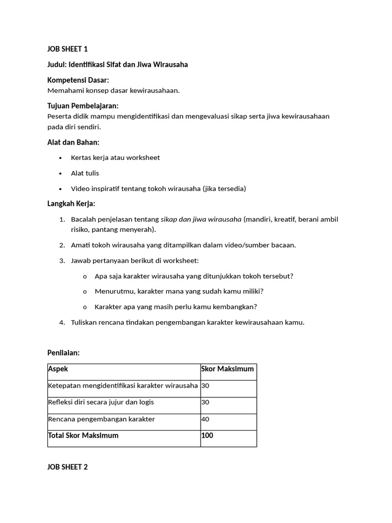 Job Sheet 1 | PDF