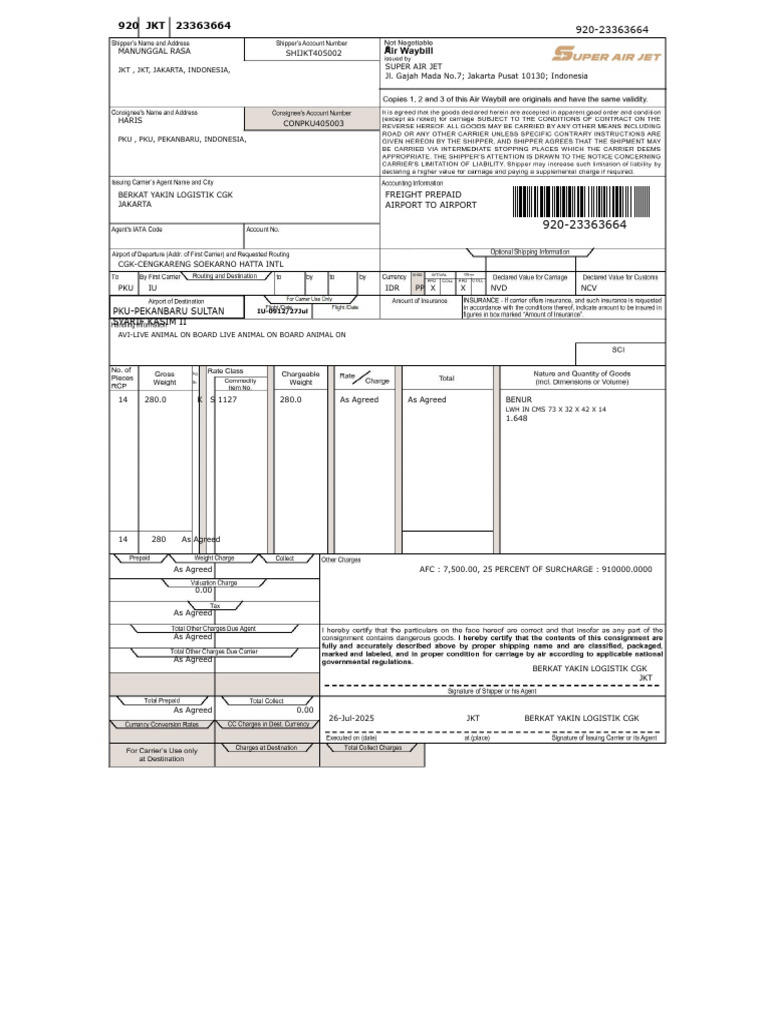 AWB No - 920-23363664 27 Jul | PDF