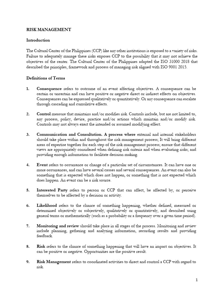 CCP Risk Management Framework Overview | PDF | Risk | Risk Management