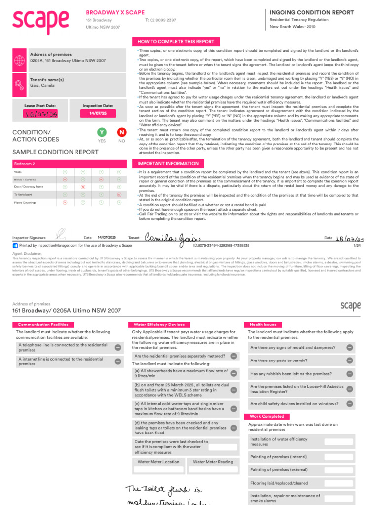 205A IngoingConditionReport | PDF | Leasehold Estate | Landlord