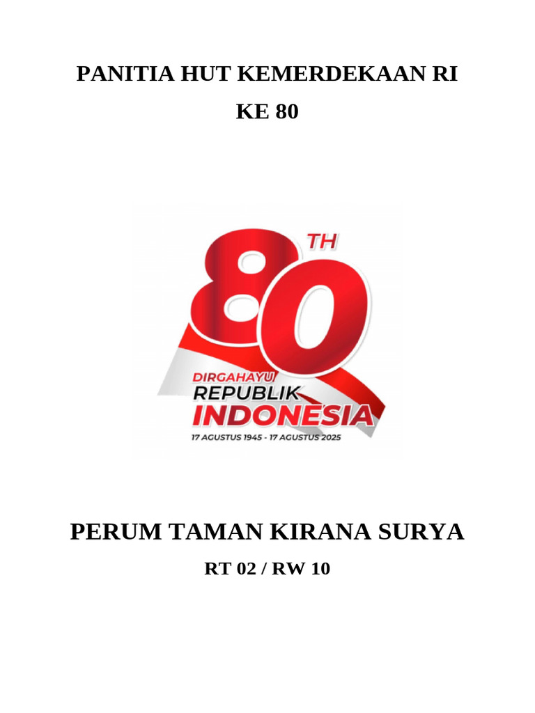 Proposal Acara HUT RI Ke-80 RT 02 | PDF