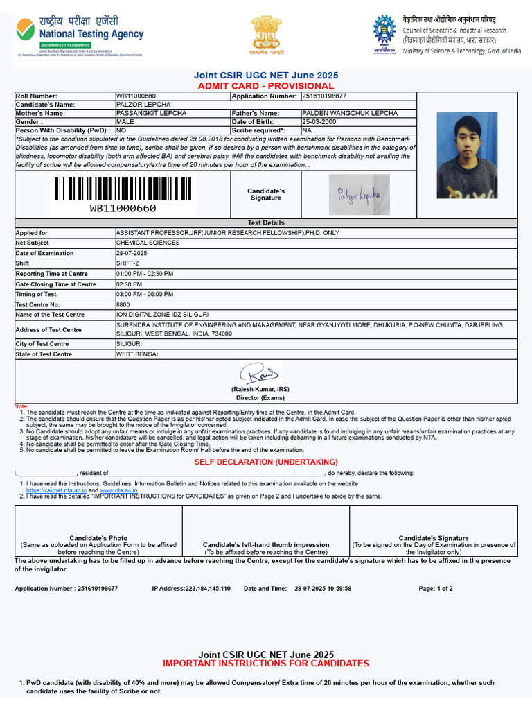 Joint Csir-Ugc Net June-2025 | PDF
