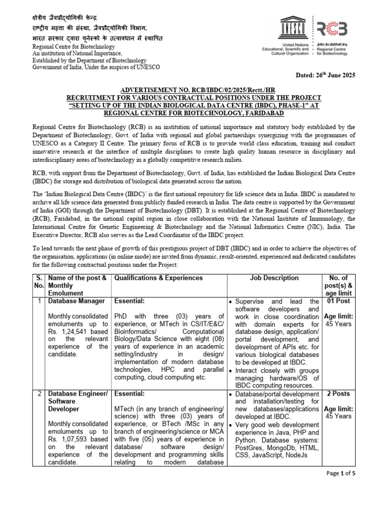 Advt. No. RCB Ibdc 02 2025 Rectt. HR | PDF | Backup | Computer Cluster