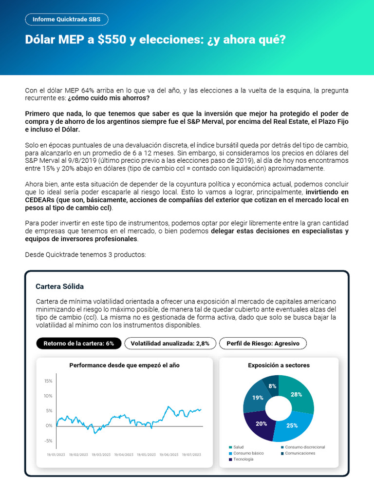 Dólar MEP A $550 y Elecciones: ¿Y Ahora Qué?: Informe Quicktrade SBS ...