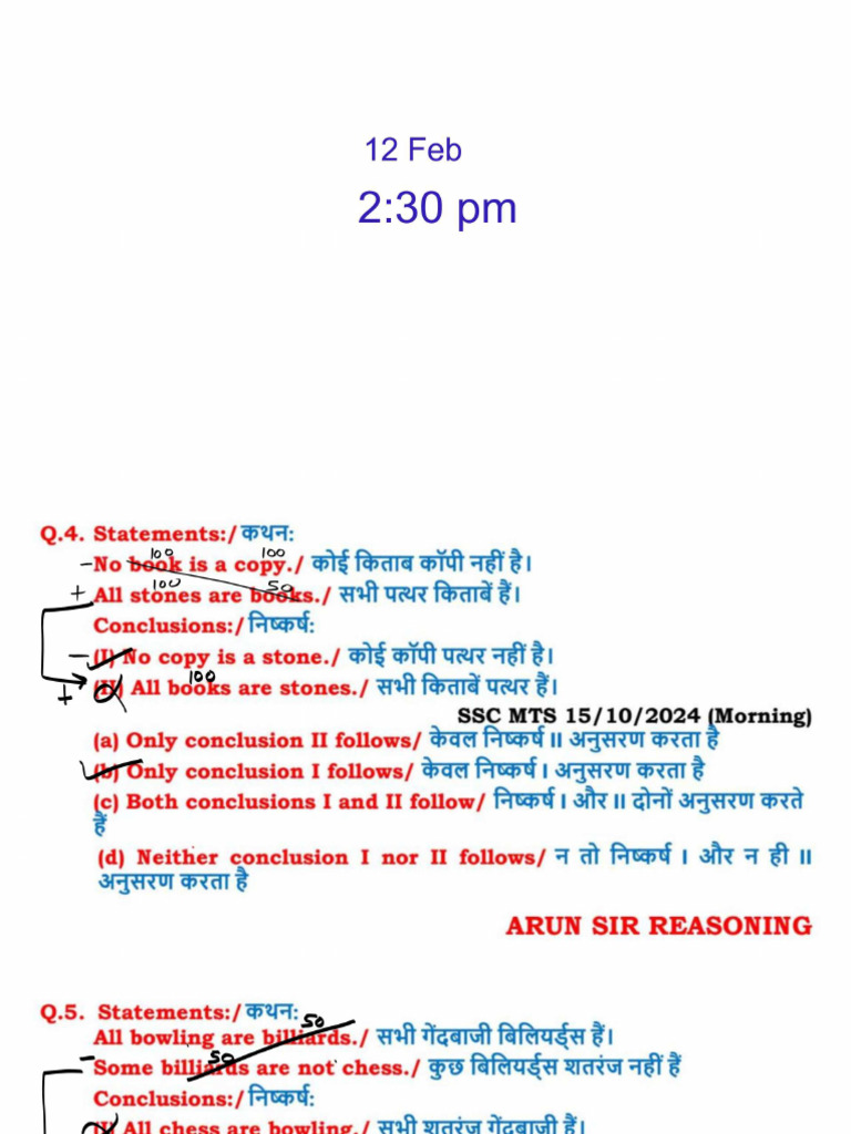 Syllogism - 12 Feb - Class PNG - 483537 - Crwill | PDF