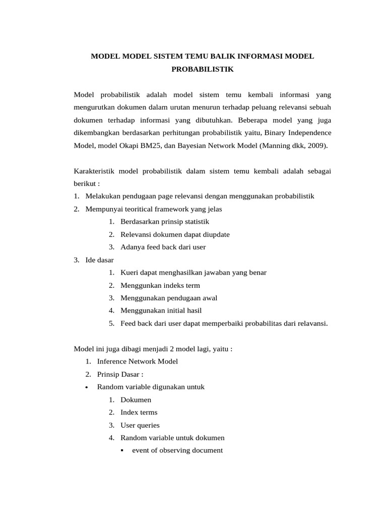 Model Model Sistem Temu Balik Informasi Model Probabilistik | PDF