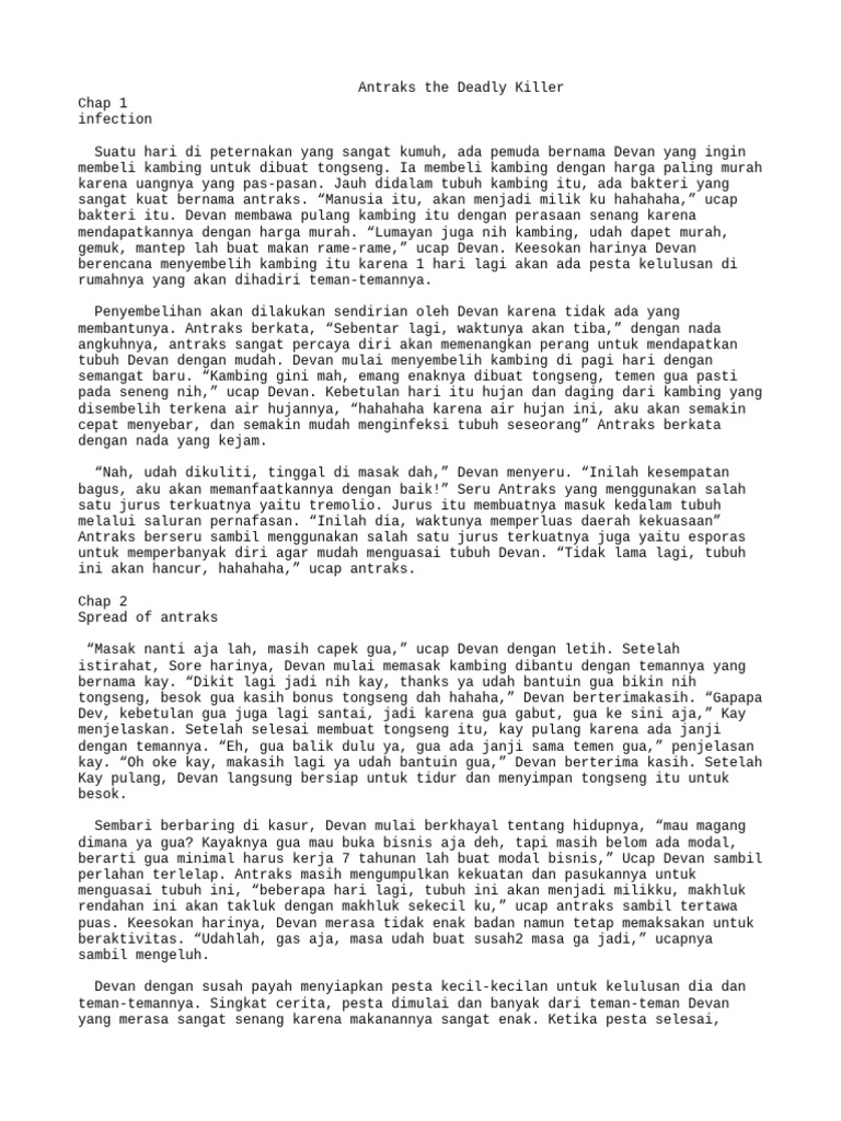 Antraks: Serangan Mematikan di Tubuh Devan | PDF