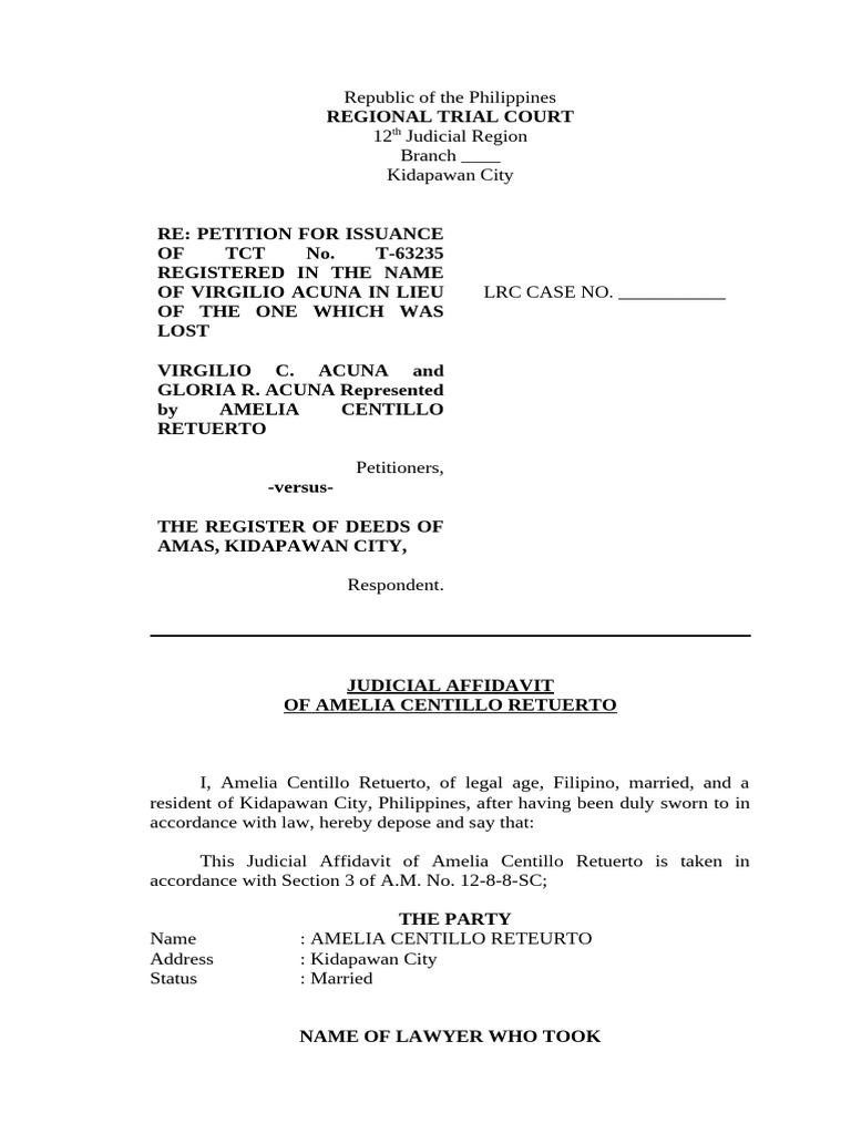 Judicial Affidavit ACUNA | PDF | Affidavit | Notary Public