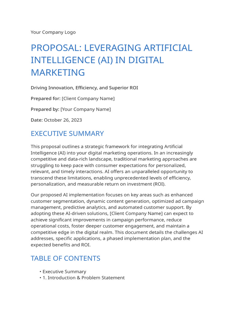 AI-Driven Digital Marketing Proposal | PDF | Artificial Intelligence ...