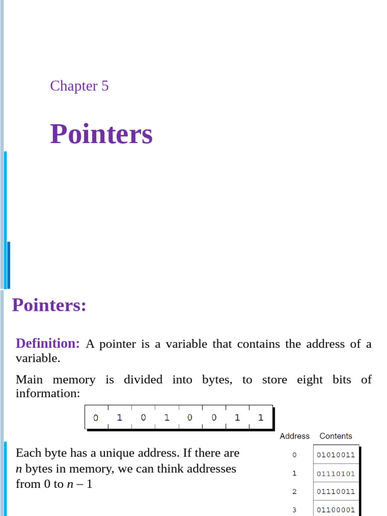 Chapter 5 Pointers New | PDF | Pointer (Computer Programming) | Variable (Computer Science)