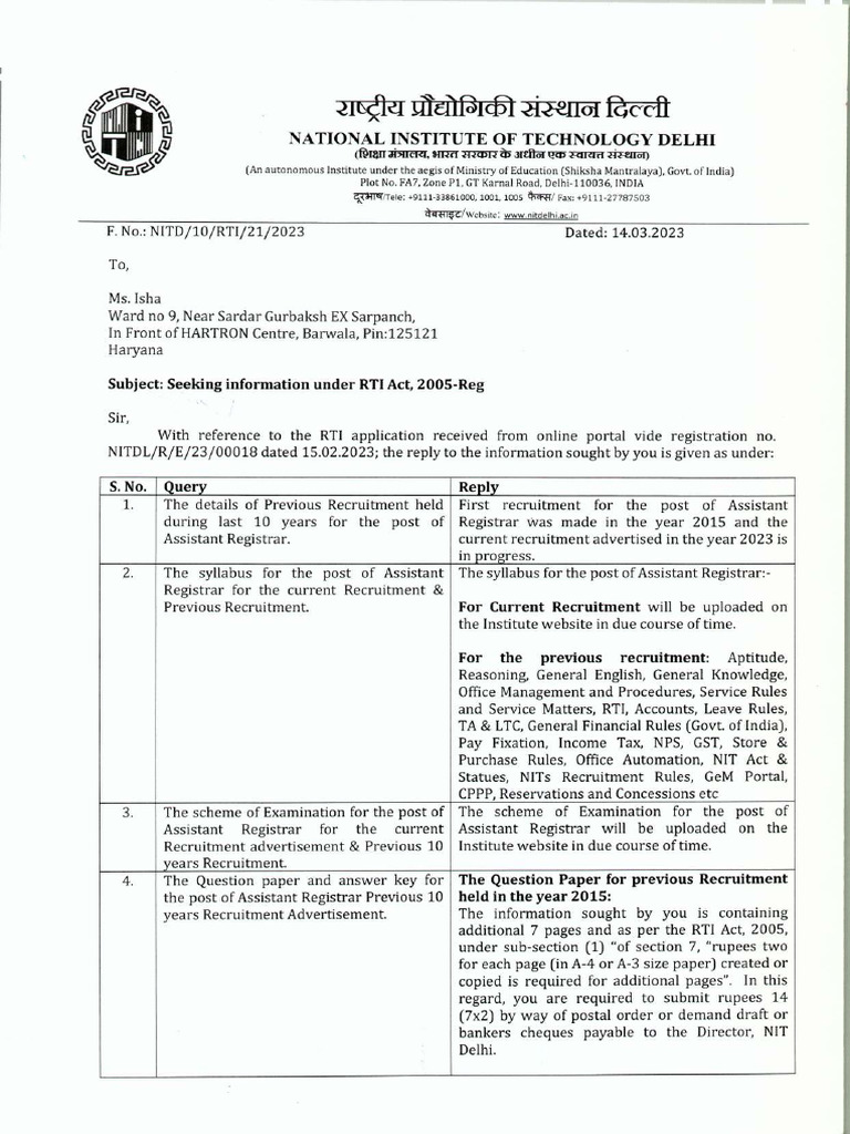 NIT Delhi Syllabus | PDF