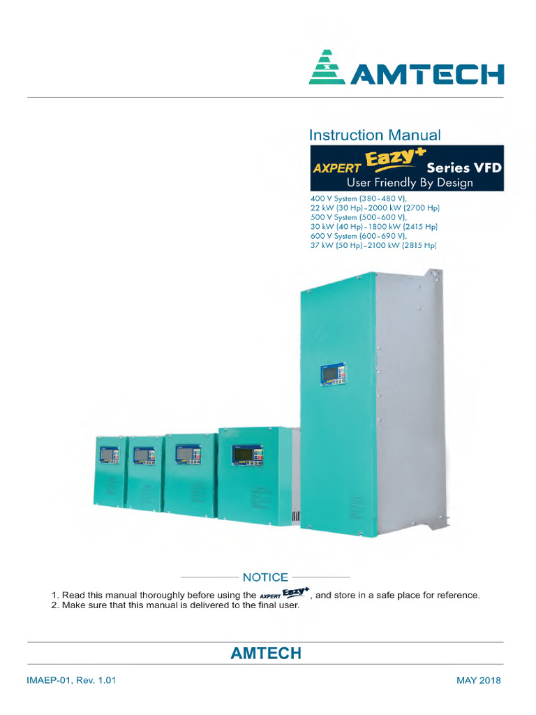 Amtech Axpert-Eazy+ VFD Manual | PDF | Electric Motor | Power Supply