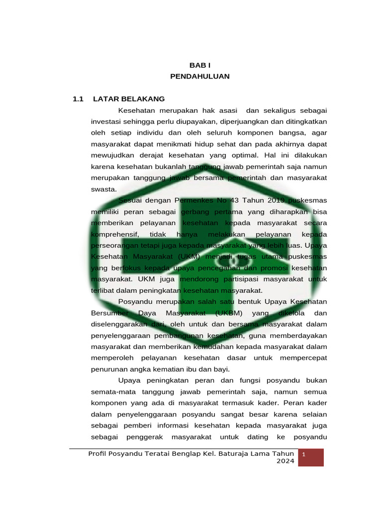 Profil Posyandu Teratai Benglap 2024 | PDF