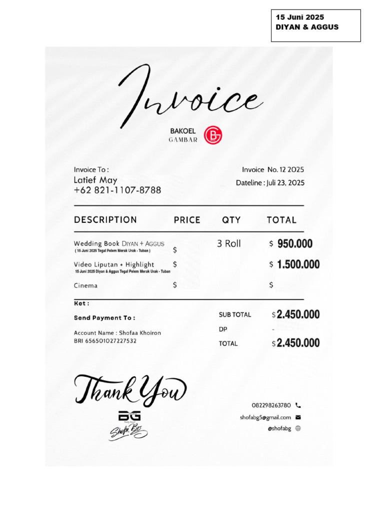 Invoice Latief May Juni 2025 | PDF