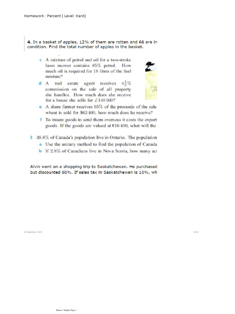 Homework Percent (Level Hard) | PDF