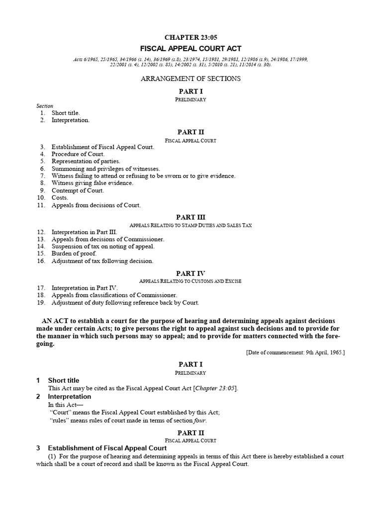 Fiscal Appeal Court Act Overview | PDF | Tax Refund | Subpoena