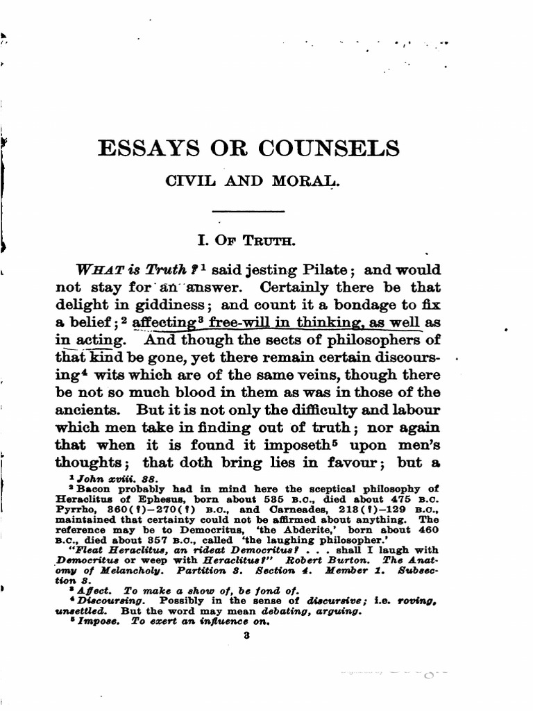 Unit I Essays Bacon | PDF