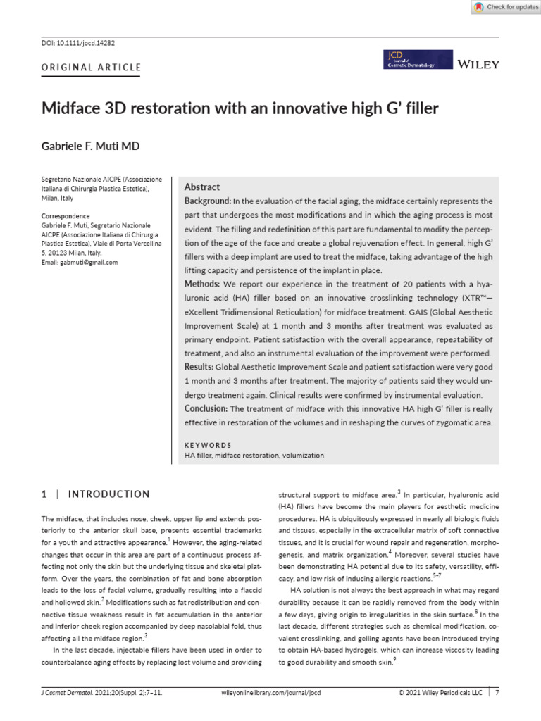 Midface 3D Restoration With An Innovative High G Filler | PDF ...