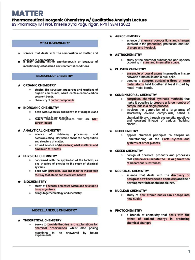 1ST Sem Phchem Lec Notes 2 | PDF | Chemistry | Chemical Substances