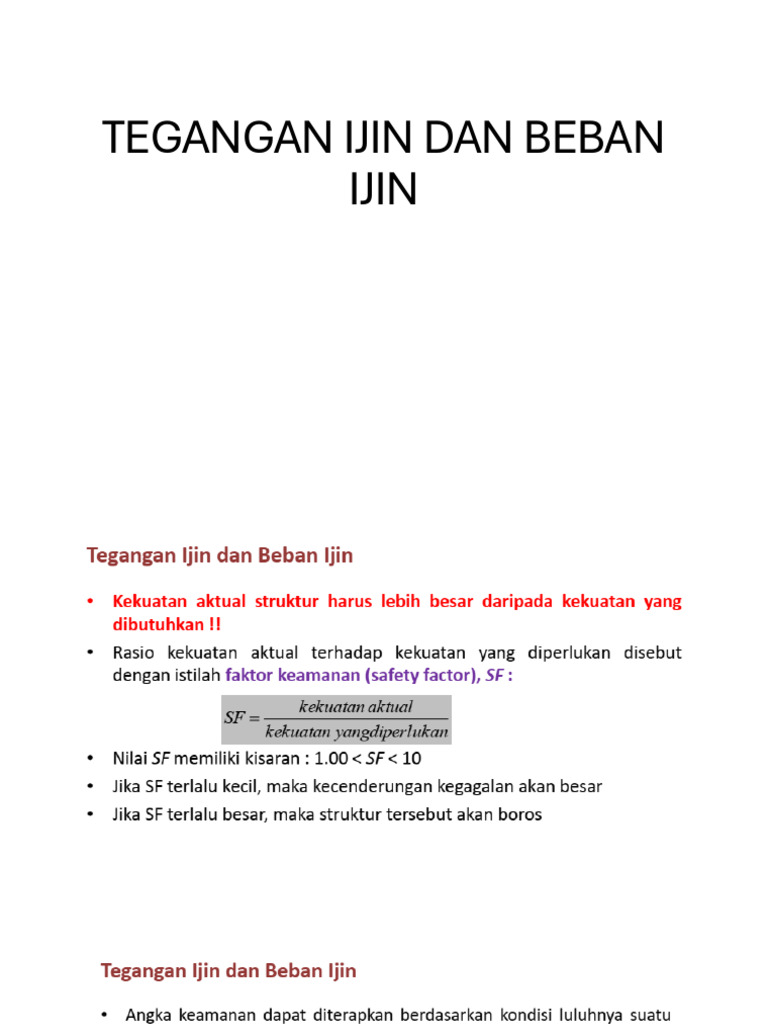 Tegangan Ijin Dan Beban Ijin | PDF